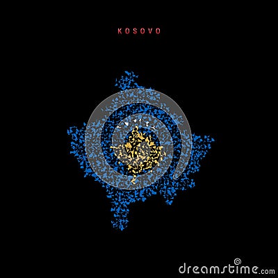 Kosovo Flag Map, Chaotic Particles Pattern In The Kosovan Flag Colors ...