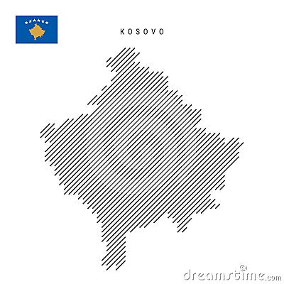 Kosovo Map From Pattern Of Black Slanted Parallel Lines. Flat Vector ...