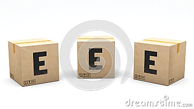 Krafte Box With The Letter E. Royalty-Free Stock Photo | CartoonDealer ...