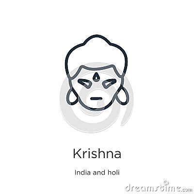 Krishna Icon. Thin Linear Krishna Outline Icon Isolated On White ...