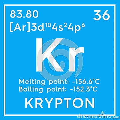 Krypton. Noble Gases. Chemical Element Of Mendeleev\'s Periodic Table ...