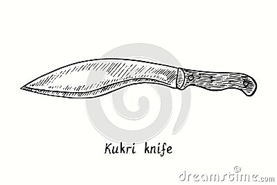 Kukri Knife Type. Ink Black And White Drawing Vector Illustration ...