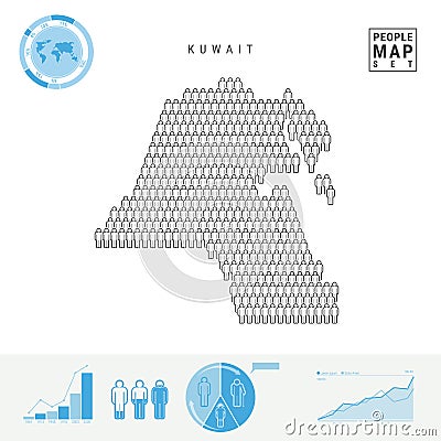 Kuwait People Icon Map. Stylized Vector Silhouette Of Kuwait ...