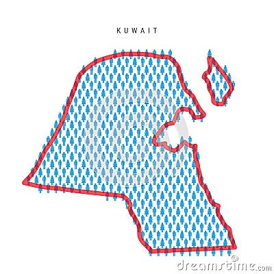Kuwait Population Map. Stick Figures Kuwaiti People Map. Pattern Of Men ...