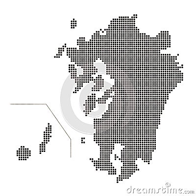 Kyushu Map With Mosaic-style Tiled Dots Vector Illustration ...