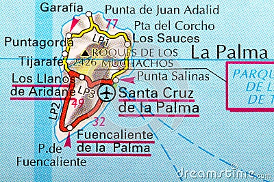 La Palma Map Stock Image - Image: 36800911
