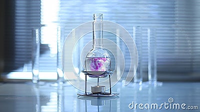 Laboratory Experiment With A Test Tube On The Burner Stock Video ...