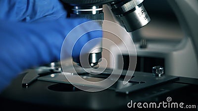 Microscope with Sample Glass. Stock Footage - Video of industry ...