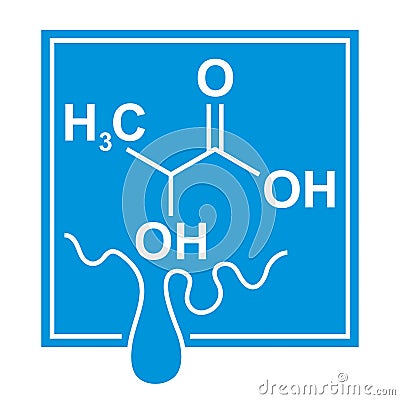 Lactic Acid Icon With Formula And Milk Drops Vector Illustration ...