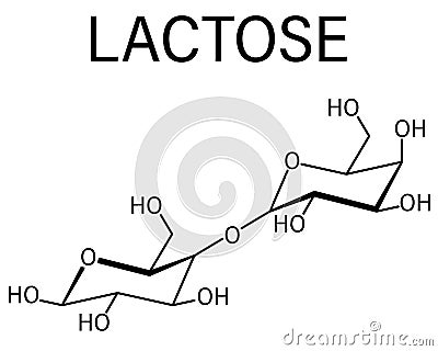 Lactose Milk Sugar Molecule. Skeletal Formula. Cartoon Vector ...