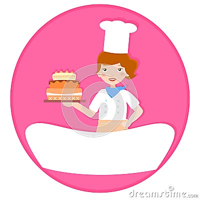 Lady Baker And Cake Signboard Royalty Free Stock Photography - Image ...
