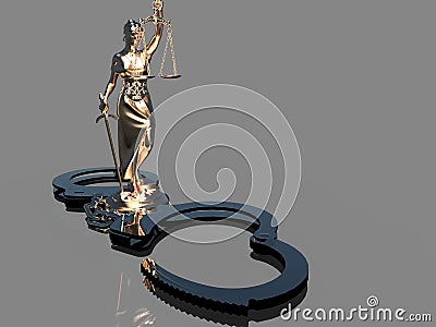 Lady Of Justice Statue And Handcuffs 3d Rendering Stock Photo ...