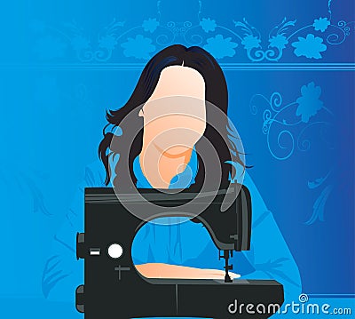 Lady And Sewing Machine Royalty Free Stock Photo - Image: 3646365