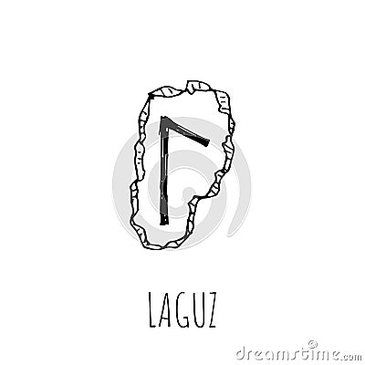 Laguz Rune Written On A Stone. Vector Illustration. Isolated On White ...