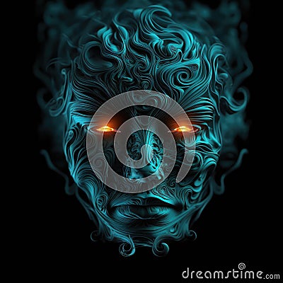 Lamia Face Shape In Fire On Black Background. Generative AI Royalty ...