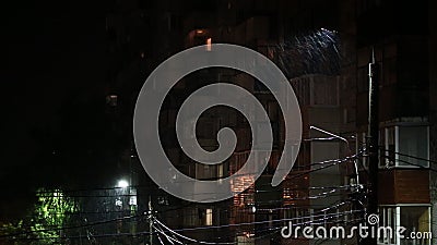 Lamp Post at Rainy Night with Selective Focus and Blur of Rain Drops ...