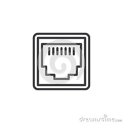 LAN Network Port Line Icon Vector Illustration | CartoonDealer.com ...