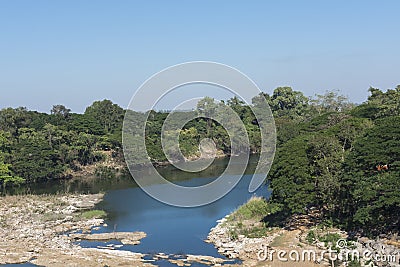Landscape Behind The Dam With Forest And A River. Stock Image ...