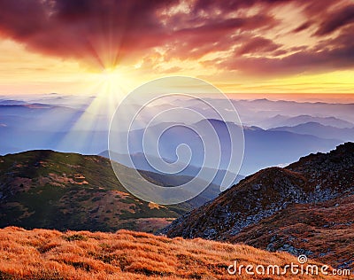 Landscape With A Dawn In Mountains Stock Photos - Image: 17264673