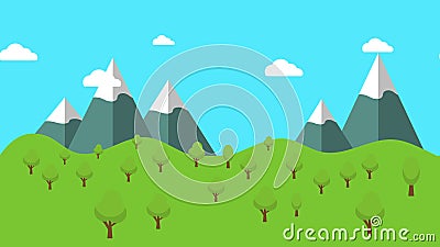 Landscape with Mountains Animation.2D Animation, Stock Video - Video of ...