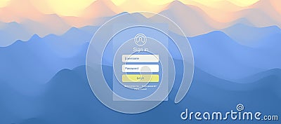 Landscape Before Sunset. Sunrise. Login User Interface. Modern Screen ...