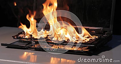 Burning Laptop Computer Electronics Closeup Stock Footage - Video of ...