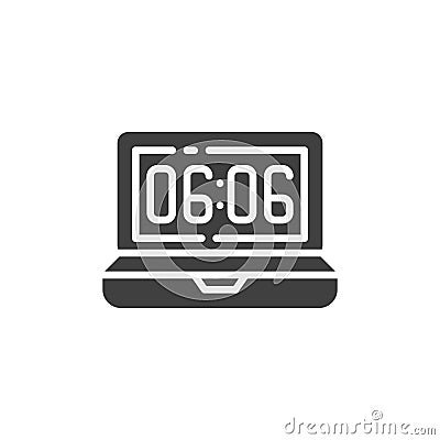 Laptop Clock Time Vector Icon | CartoonDealer.com #160737820
