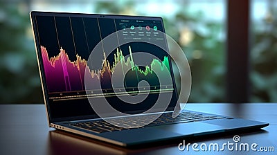 Laptop Computer With Sample Spreadsheets, Graph, Document On The Screen ...