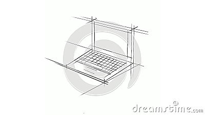 Laptop Computer Technical Drawing Time Lapse 2D Animation Stock Footage ...