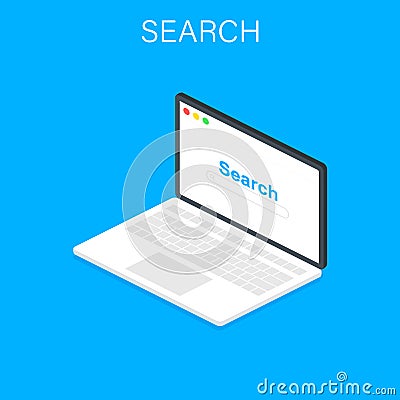 Laptop Isometric Browser Window. Web Browser In Flat Style. Window ...