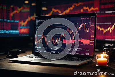 A Laptop Screen Displaying Real-time Forex Charts With Candlestick ...