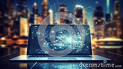 Laptop Show Business Transaction On Screen, Cyber Security And Data ...