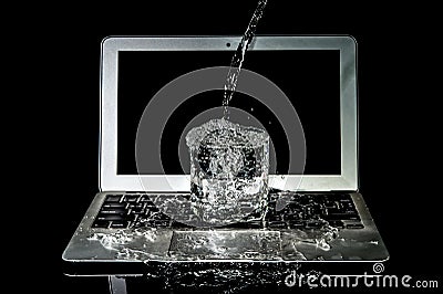 Laptop Water Damage Stock Photo - Image: 56727013