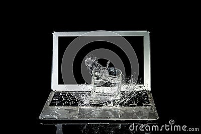 Laptop Water Damage Stock Photo - Image: 56728005