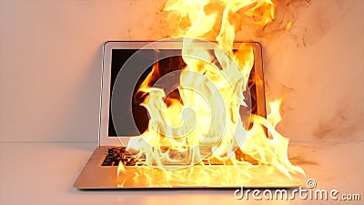 Laptop Overheating - Big Burst of Flames Stock Footage - Video of melt ...