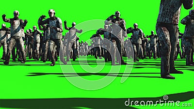 A Large Crowd of Zombies. Apocalypse, Halloween Concept. 4K Green ...