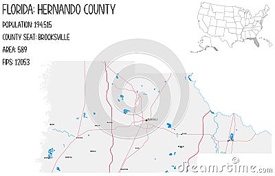 Large And Detailed Map Of Hernando County In Florida Vector ...