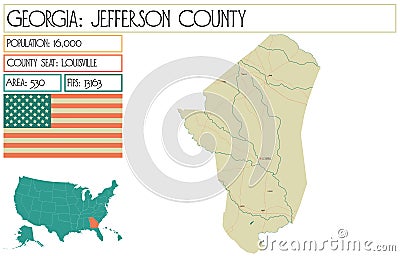 Large And Detailed Map Of Jefferson County In Georgia Vector ...