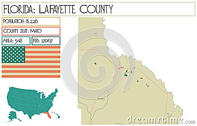Large And Detailed Map Of Lafayette County In Florida Cartoon Vector ...