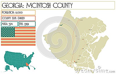 Large And Detailed Map Of McIntosh County In Georgia Vector ...