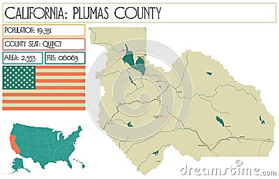 Large And Detailed Map Of Plumas County Stock Photo | CartoonDealer.com ...