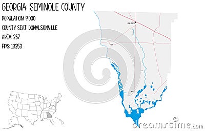 Large And Detailed Map Of Seminole County In Georgia Cartoon Vector ...
