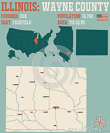 Map Of Wayne County In Illinois Cartoon Vector | CartoonDealer.com ...