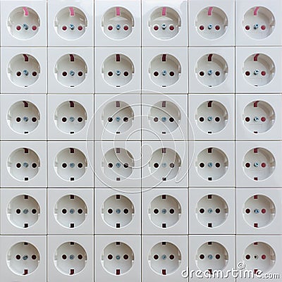 Large Panel Of Electrical Socket Outlets Texture Stock Image ...