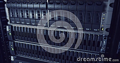 A Large Server Room Inside a Cloud Computing Data Center Stock Footage ...