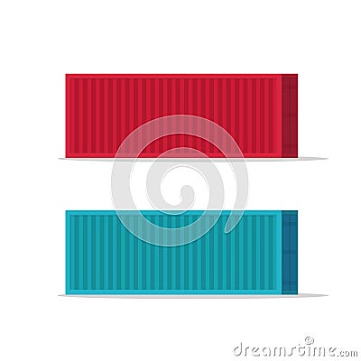 Large Shipping Containers Vector Illustration Isolated On White ...