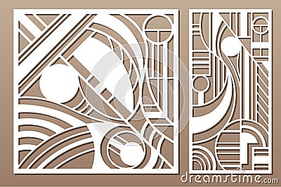 Laser Cut Panel. Set Decorative Card For Cutting. Geometry Line Art ...