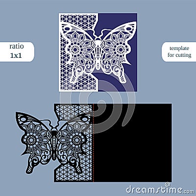 Laser Cut Wedding Square Card Template. Cut Out The Paper Card Cartoon ...