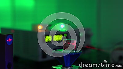 Laser in a Quantum Optics Lab. Semiconductor Laser on Optical Table in ...