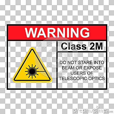 Laser Radiation Danger Class 2M Label Icon, Safety Information Symbol ...